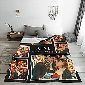 Easycosy Personalized Photo Blankets for Couples Gifts, Custom Picture Throw Blanket for Girlfriend Boyfriend Gifts, Anniversary Birthday 30"x40"