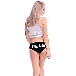 Unique Costume Funny Underwear for Women Funny Womens Underwear Funny Panties cat Underwear for Women (Large/X-Large, Black-Anal Slut)