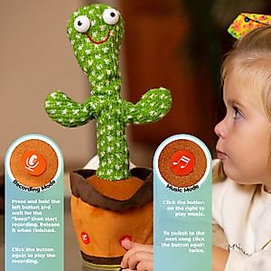 Chuchik Dancing Talking Cactus Toy for Babies - 60 Songs, 3 Changeable Outfits, Glowing LED Lights (1 Pack)