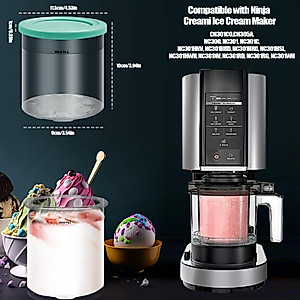 lelinker for Ninja Creami Ice Cream Maker Pints, Compatible with Ninja Creami Pints and Lids 4 Pack, [with 4 Pack Ice Cream Scoop] Compatible with nNC301,NC300,NC299AMZ Series Ice Cream Maker