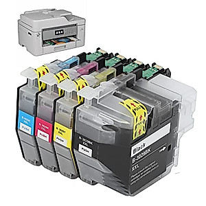 Fafeicy 4Pcs Ink Cartridge Inkjet Cartridge Printer BK C M Y Smoothly Output Clear Print Printing Cartridge with Ink for MFC J5830DW Printer