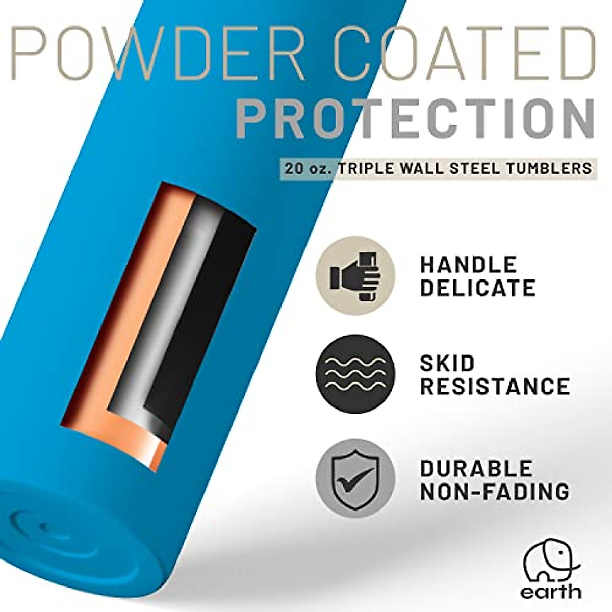 Earth Drinkware SKINNY TUMBLERS (4 pack) - 20oz Stainless Steel Double Wall Insulated Tumblers with Lids and Straws | Skinny Travel Mug, Straw Cleaner INCLUDED | Blanks For Vinyl Projects - Multi #3