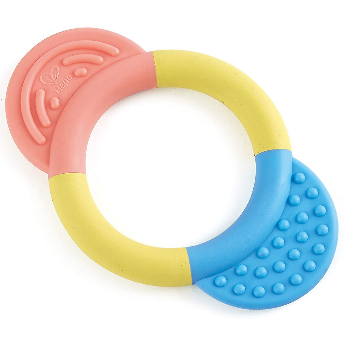 Hape Rattle & Teether Collection | 3-Piece Rattle & Teething Set for Babies, Soft Colors