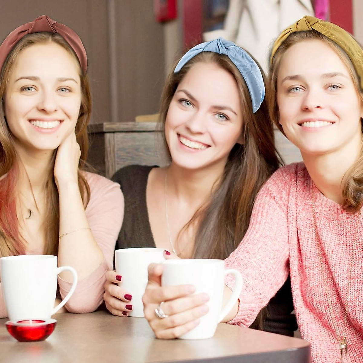 DIYDEC 7PCS Knotted Headbands for Women, Fashion Hairbands for Girls Wide Elastic Non Slip Top Knot Hair Hoops Head Bands Accessories