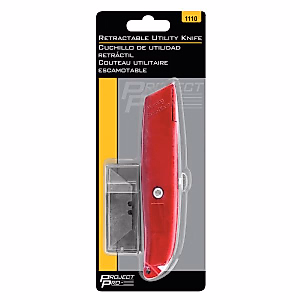 Performance Tool 1110 Die-Cast Metal Body with In Handle Blade Storage and Push Button Retractable Blade - Perfect for Cutting, Trimming, and More