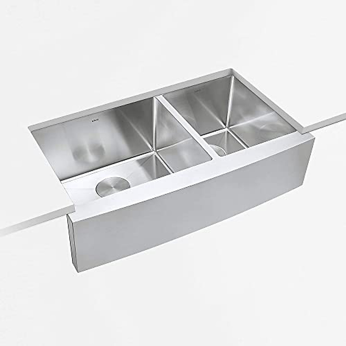 ZUHNE Stainless Steel Double Basin Farmhouse Sink 60/40 (33-Inch Curved Apron Front)