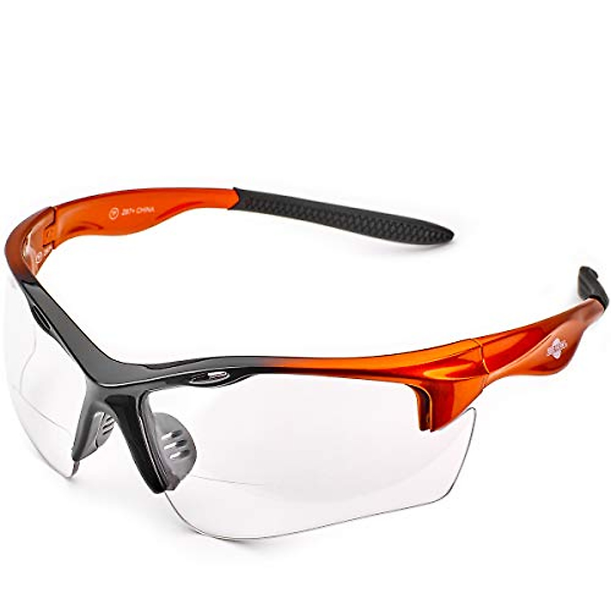 ToolFreak Rebel Bifocal Safety Glasses - Clear 2.0 - ANSI z87+ Impact Rated & U6 UV Protection - Polycarbonate & Wraparound Lenses & Anti-Slip Design - Brow Ventilation, Hard Case & Neck Cord Included