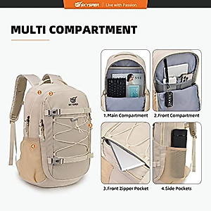 SKYSPER Laptop Backpack 25L Skateboard Travel Backpack for Men Women Business College Backpack(Beige)