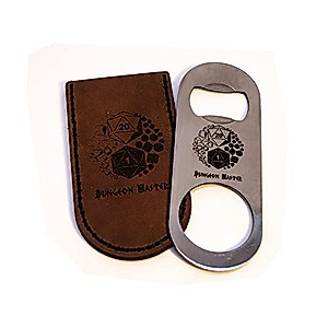 Unique Gifts For Men - Custom Stainless Steel Bottle Opener with Leather Case - Viking and Game Inspired Gift Idea (Dungeon Master)