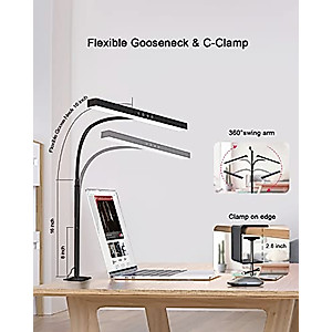 ANINO LED Desk Lamp with Clamp Monitor Light Flexible Gooseneck 3 Color Modes Stepless Dimmable,Clip On Light for Home Office Studio Reading Workbench,Architect Drafting Table Lamp,Easel Light 10W