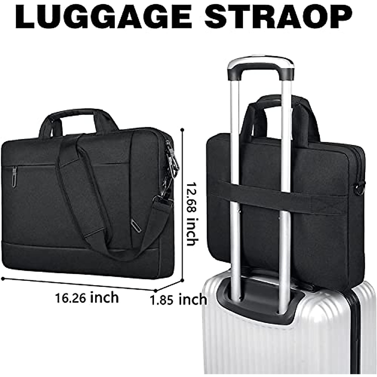 Laptop Bag 15.6 inch, Briefcase, Upgraded Durable Business Briefcase Gifts for Men Women, Waterproof Material Laptop Carry Case Classic Slim Mens Briefcase Messenger Bag for Notebook MacBook, Black