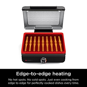 Ninja GR100 Sizzle Smokeless Indoor Grill with Nonstick Grill Plate, Dishwasher-Safe Removable Mesh Lid, 500F Max Heat, Even Edge-to-Edge Cooking, Black (Renewed)