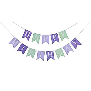 Glitter Mermaid Under The Sea Happy Birthday Banner Baby Girl Boy Birthday Party Decoration