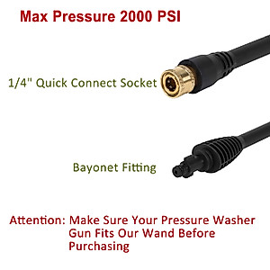 PWACCS Pressure Washer Accessories Kit – 16 Inch Power Washer Replacement Wand with 5 Spray Tips and Turbo Nozzle – Compatible with Ryobi, Portland, Husky Black
