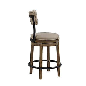 Ball & Cast Rustic Swivel Counter Stools Kitchen Barstool 24" Seat Height Wooden Frame Stool Chair, Taupe