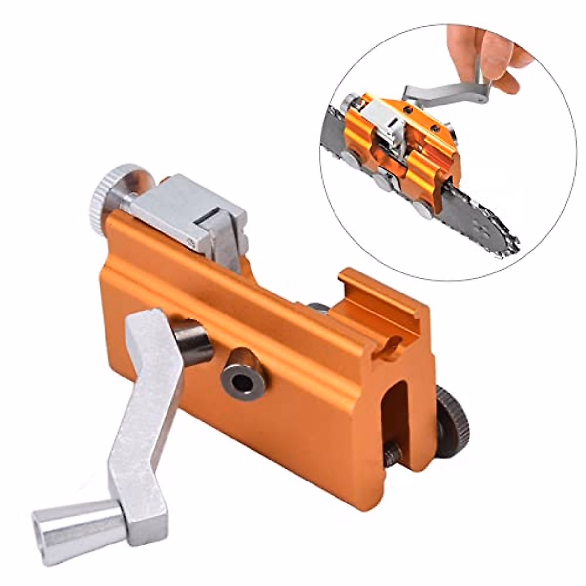 plplaaoo Chainsaw Sharpening Jig, Chainsaw Chain Sharpening Jig, Manual Chainsaw Sharpener Kit, Portable Hand Crank Chain Sharpener, for Lumberjack Garden Worker, for All Kinds of Chain Saws(Yellow)