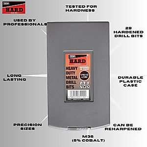 Cobalt Drill Set for Metal by TTP HARD drills | 29 Piece Drill bit Set 1/16” - 1/2” x 1/64” | Added Cobalt for Drilling Harder Metals |Easy to use & Long Life | Easily Drill Chrome, Stainless Steel