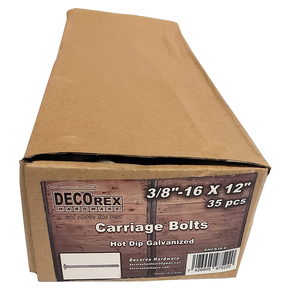 3/8" - 16 x 12 Carriage Bolt | Round Head | Hot Dip Galvanized | 35pcs Box