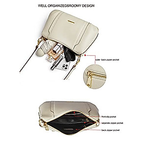 DORIS&JACKY Leather Shoulder Handbags For Women Medium Designer Crossbody Purse And Bags With Two Detachable Straps (5-Off White)