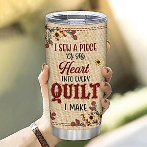 Hyturtle Personalized Gifts For Sewing Lover - Sewing Machenic Custom Name Stainless Steel Tumbler 20 oz With Lid - Idea Quilting Crochet Lover Gifts For Women, Girl On Birthday, Christmas