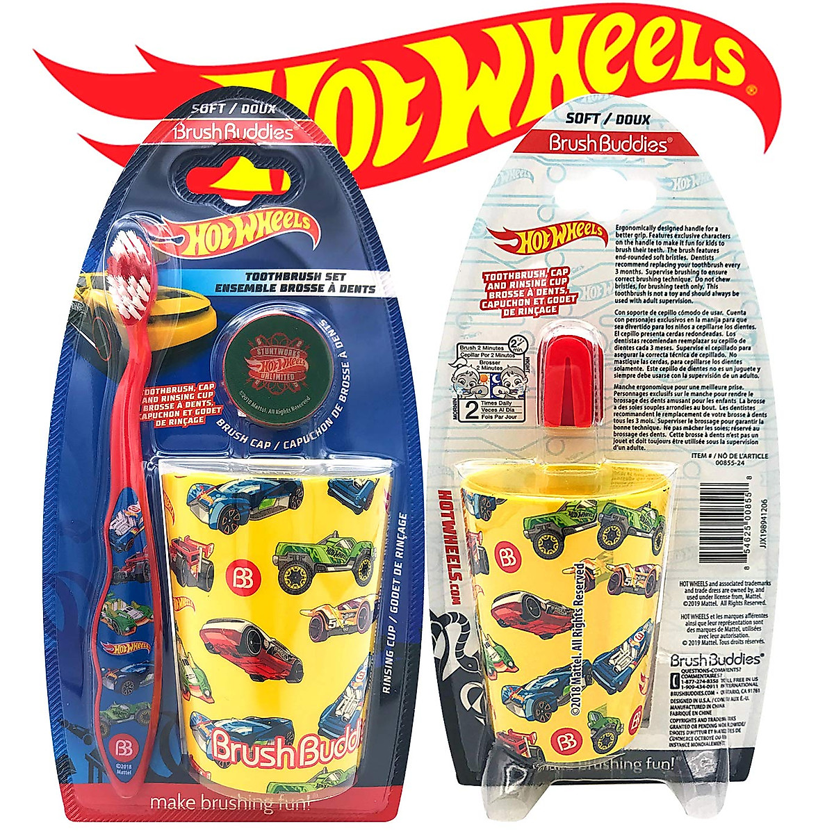 Premium Kids Girls Boys Children Friendly Designed Happy Brushing Time Ultimate Soft Bristle Toothbrush Kit, Manual Toothbrush, Cover Cap, Rinsing Cup, Extra Brushes