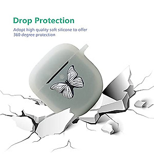 Case Cover for Bose QuietComfort Earbuds II 2022, Cute Butterfly Charm Soft Silicone Skin Glow in Dark Protector with Keychain for Bose Earbuds ii Case (White)
