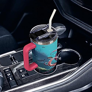 Octopus 40 Oz Car Cup Stainless Steel Travel Mug Leak-Proof Insulated Tumbler with Handle Light Rose Red-style