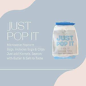 Just Pop It, Disposable Microwave Popcorn Bags. Easy, healthy snack makers. Simply add Kernels. Easy, Healthy Snacks, in 2 minutes. (30 pack)