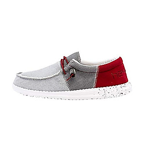 Hey Dude Men's Wally Sox Funk Dark Grey Red Size 10 | Menâ€™s Shoes | Men's Lace Up Loafers | Comfortable & Light-Weight
