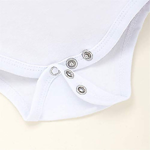 CETEPY Baby Boy Clothes Newborn Romper Infant Summer Outfits Short Sleeve + Long Pants + Hat 3Pcs Set New to The Crew Letter Printed White 0-3 Months 70cm