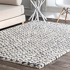 nuLOOM Cuellar Chevron Shag Area Rug, 8' 10" x 12', Navy