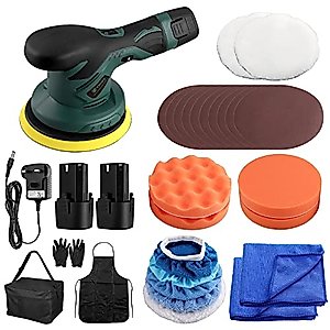 EYPINS Car Polishers and Buffer,6" Cordless Car Polisher for Car Waxing and Polishing,Rechargeable,Random Orbital DA Polisher Buffer,6-level Variable Speed,25Pcs Buffer Polisher Machine Kit