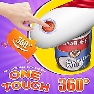 Hands Free Battery Operated Electric Can Opener Open Most Can Smooth Edge, Electric Can Openers for Kitchen Food-Safe Magnetic Catches Cover, Automatic Can Opener for Seniors, Arthritis, and Chefs