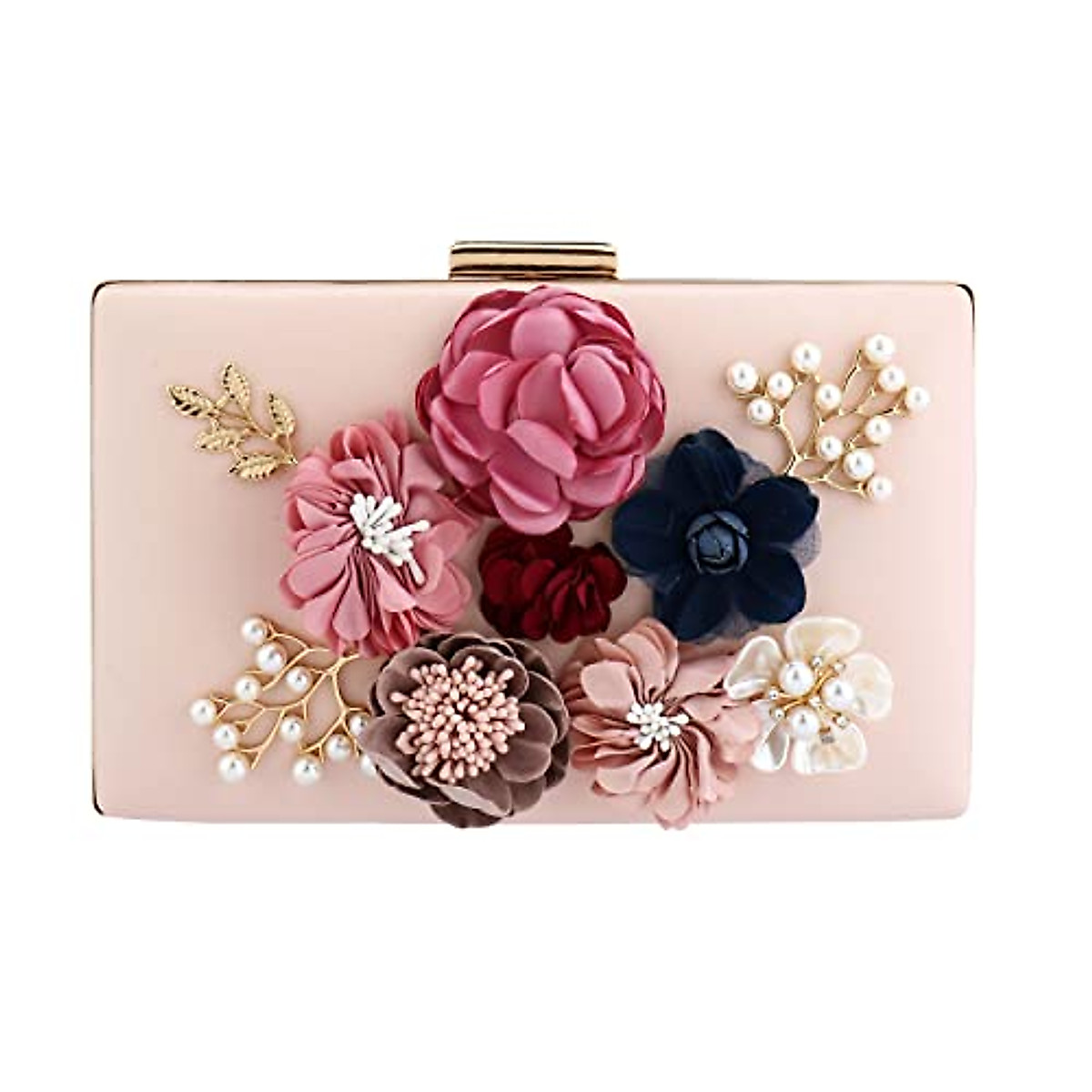 Floral Evening Bag for Women, Flower Evening Clutch Purse Elegant Banquet Handbag Lady Party Wedding Banquet Bag (Pink)