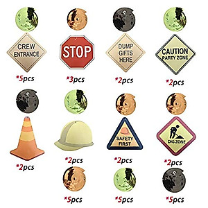 30Ct Construction Signs Hanging Swirl Decorations - Dig Zone Stop Crew Entrance Safety First Dump Gifts Here Helmet Roadblock Construction