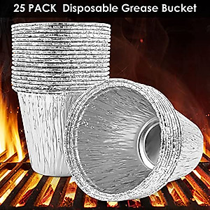 PACETAP Grease Bucket Liner, Drip Tray Liner Compatible with Pit Boss Grills 67292 Foil, for Oklahoma Joe's 9518545P06, for Z Grill Bucket, for Recteq Large Bucket (25pack-Large)