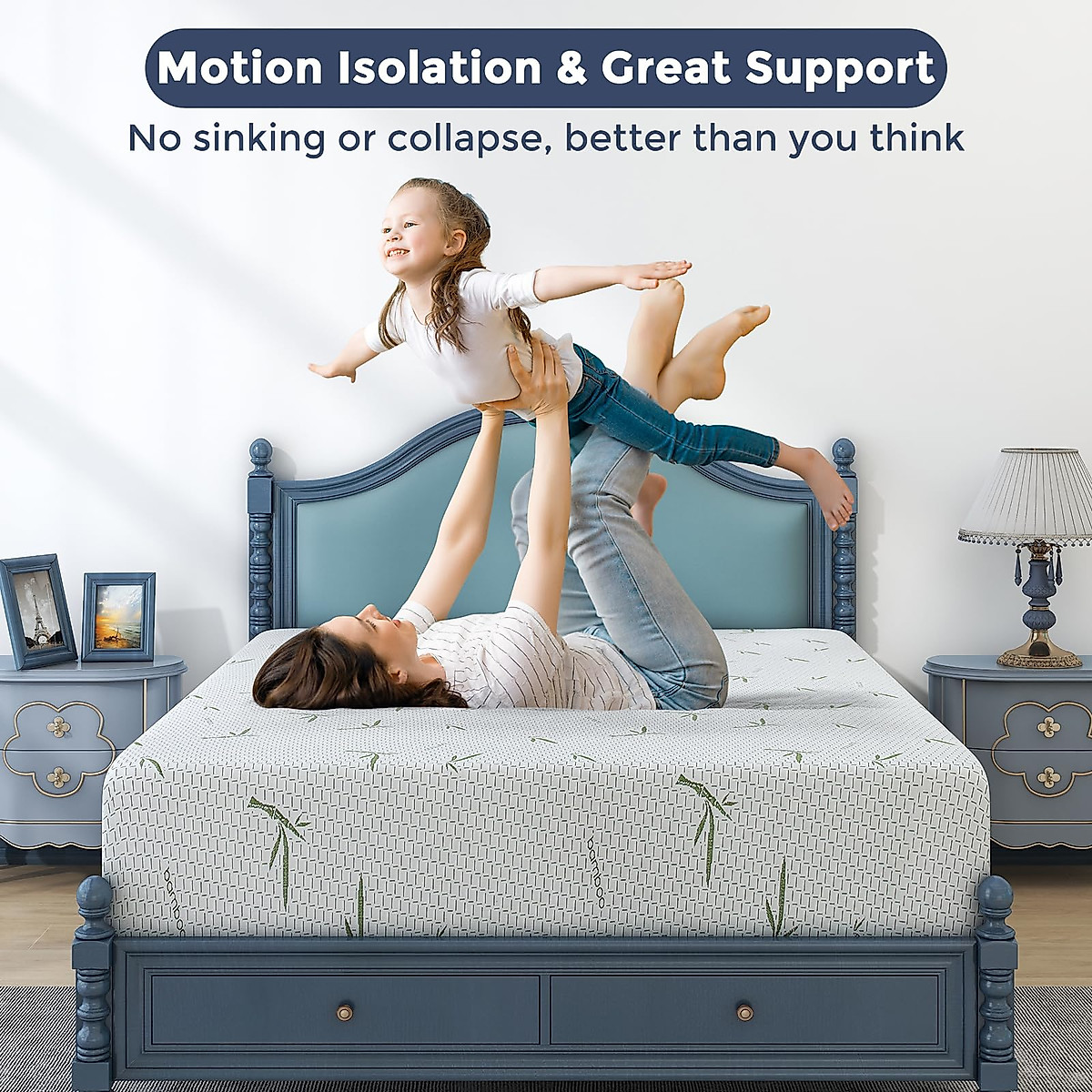 IULULU Twin XL Size Mattress in a Box, 10 Inch Gel Memory Foam Mattress with Bamboo Cover, Cooling Bed Mattress Made in USA, CertiPUR-US Certified,White