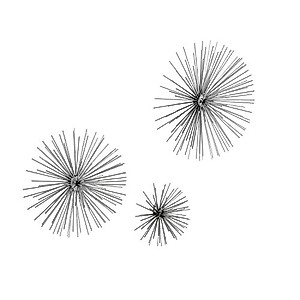 CosmoLiving by Cosmopolitan Metal Starburst 3D Wall Decor, Set of 3 6", 9", 11"W, Silver