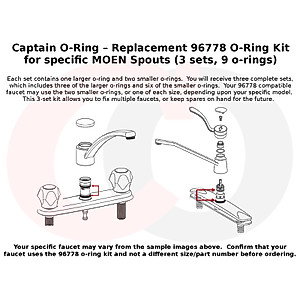 Captain O-Ring – Replacement 96778 O-Ring Kit for Specific Moen Spouts (3 Sets, 9 O-Rings)