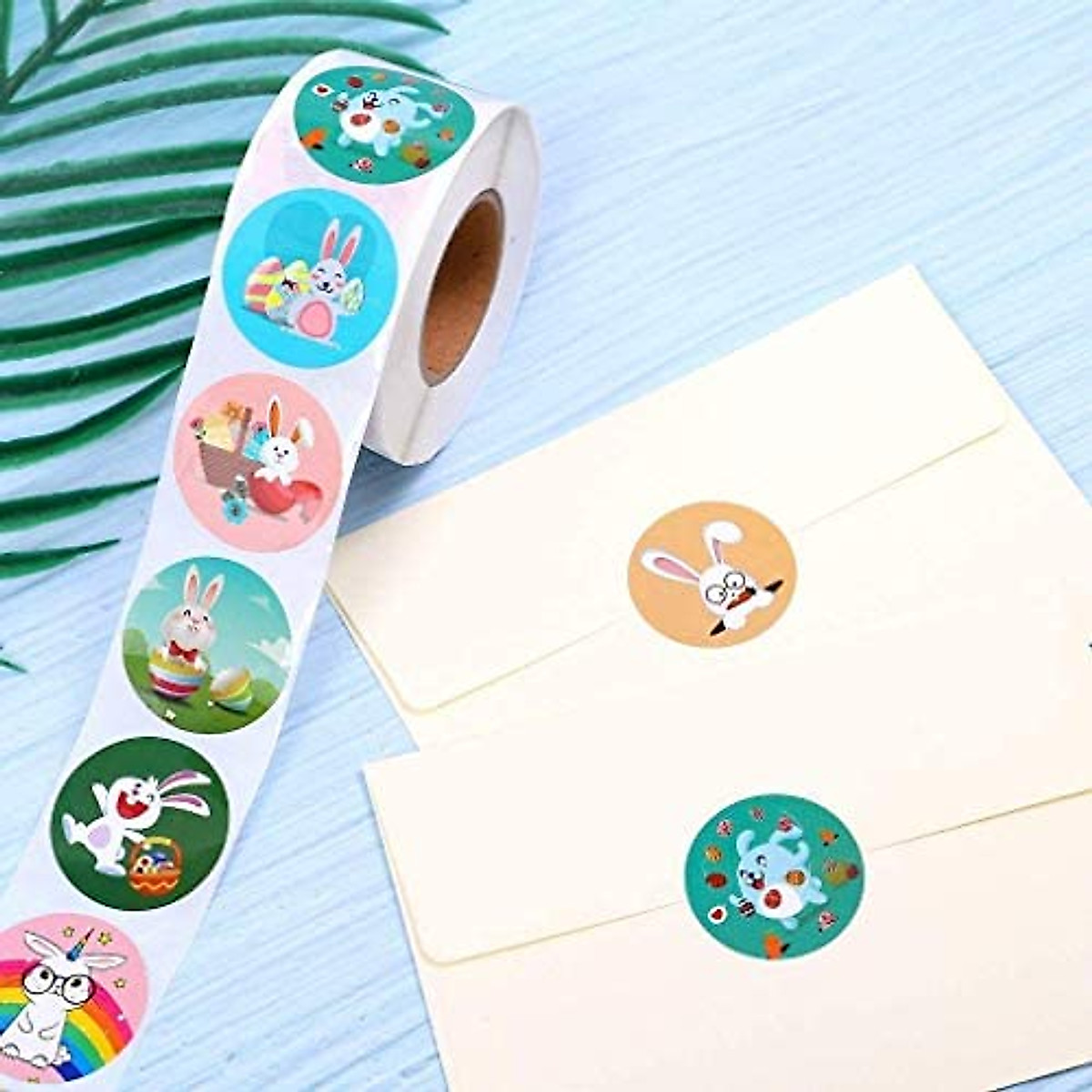 Acewen 1000Pcs/2 Rolls Easter Stickers Easter Theme Stickers Self-Adhesive Roll Stickers 16 Designs Happy Easter Day Sticker for Party Supplies