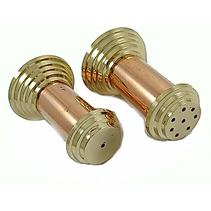 S2J Copper 2 Pieces Salt And Pepper Shaker Set Tableware Serveware with Top and Base In Brass