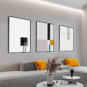 Black Frame Abstract Canvas Wall Art 3-piece Set of Famous Paintings Posters Prints Minimalism Natural Fusion Living Room Bedroom Bathroom Office Wall Art Deco Large Size 24 "X 32" (24 "X 32")