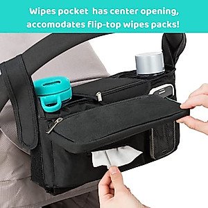 Non-Slip Stroller Organizer With Cup Holders, Exclusive Straps Grip Handlebar. Universal Fit For Uppababy Vista Cruz Nuna Baby Jogger Bob Britax Bugaboo Graco Stroller Accessories Caddy Parent Console