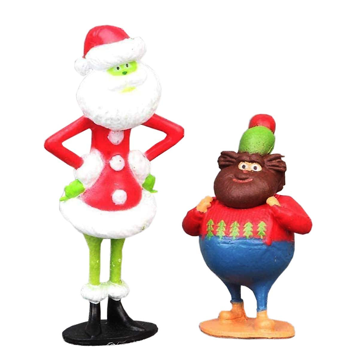 12pcs Green Monster Stole Christmas Cake Topper Action Figure Toy Dolls Set PVC Model Collections Chrismas Decoration