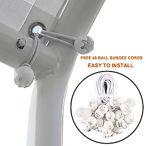 Thanaddo 10 x 20 Ft Carport Replacement Canopy Cover Garage Top Tent Shelter Tarp with Free 48 Ball Bungee Cords,White(Only Cover, Frame Not Include) (10x20 Ft, White)