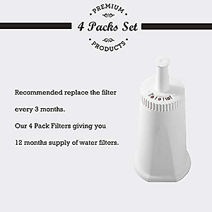 4 Pack Replacement Water Filter Compatible with Breville Sage Claro Swiss For Oracle Barista Bambino Espresso Coffee Machine Part #BES008WHT0NUC1