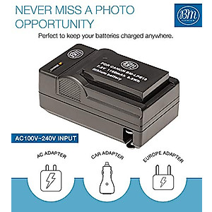 BM Premium 2-Pack of LP-E12 Batteries and Charger for Canon EOS-M, EOS M2, EOS M10, EOS M50, EOS M50 II, EOS M100, EOS M200, SX70 HS, Rebel SL1 Camera