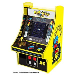 My Arcade Micro Player Mini Arcade Machine: Ms. Pac-Man Video Game & Pac-Man 40th Anniversary Micro Player, Fully Playable, 6.75 Inch Collectible, Full Color, Gold Plated, Yellow
