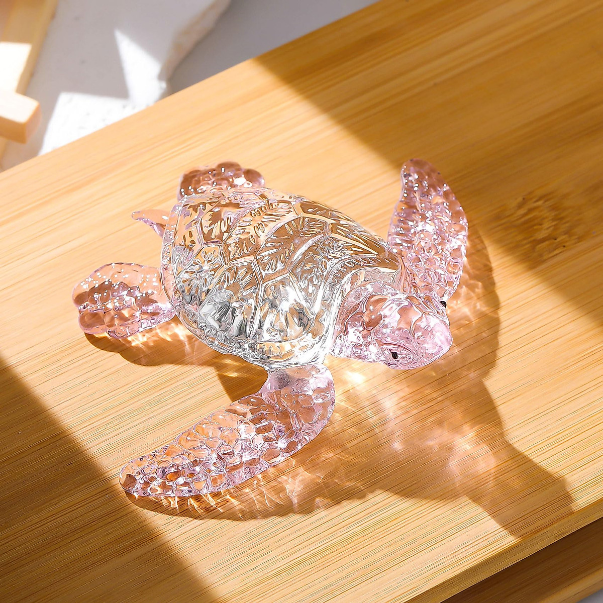 Movdyka Crystal Pink Sea Turtle Decor Gifts for Women, Sea Turtles Statue Blown Art Glass Animals Sculpture Collection Figurine Home Decor, Paperweight Birthday Present for Best Frien