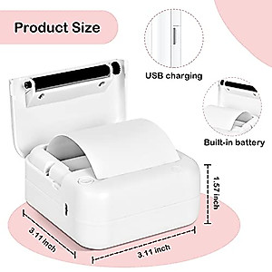 SUNLONG Mini Pocket Sticker Printer, Bluetooth Wireless Portable Mobile Printer Machine Thermal Printer for Notes, Memo, Photo, Pocket Label Receipt Printer Compatible with iOS & Android